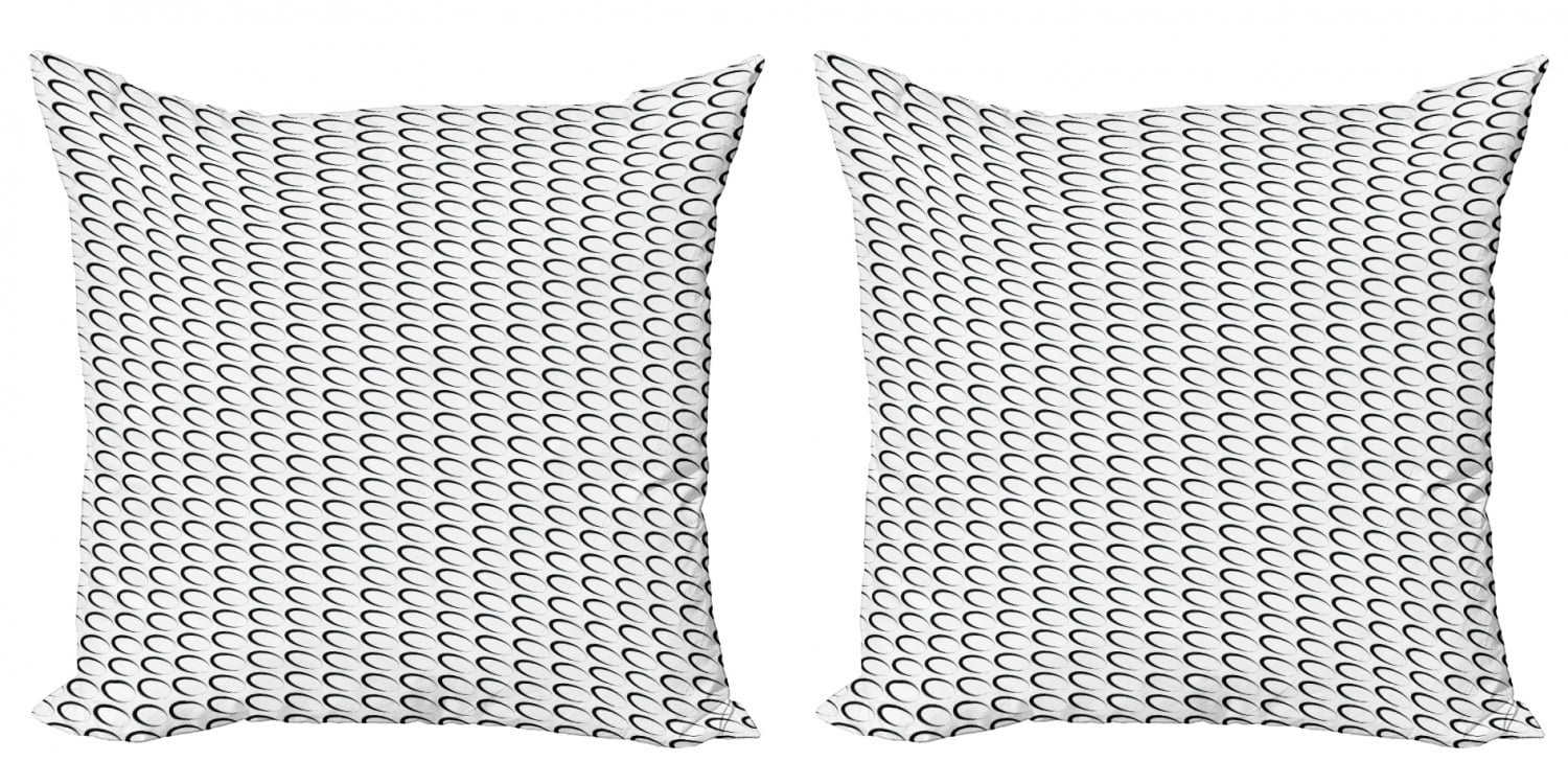 Ambesonne Black and White Throw Pillow Cover 2 Pack, Slanted Ovals, 20 ...