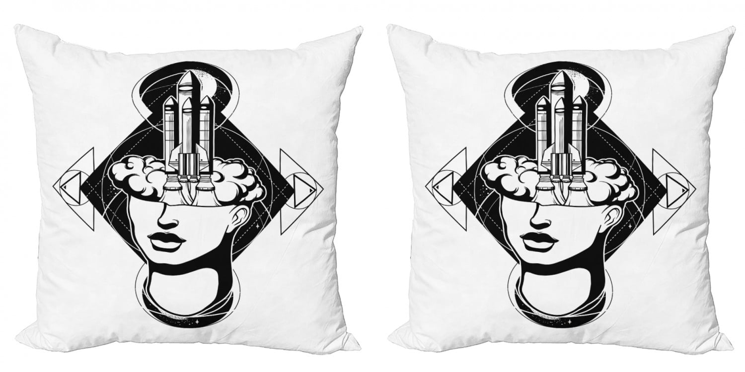Black and White Throw Pillow Cushion Cover Pack of 2, Science ...