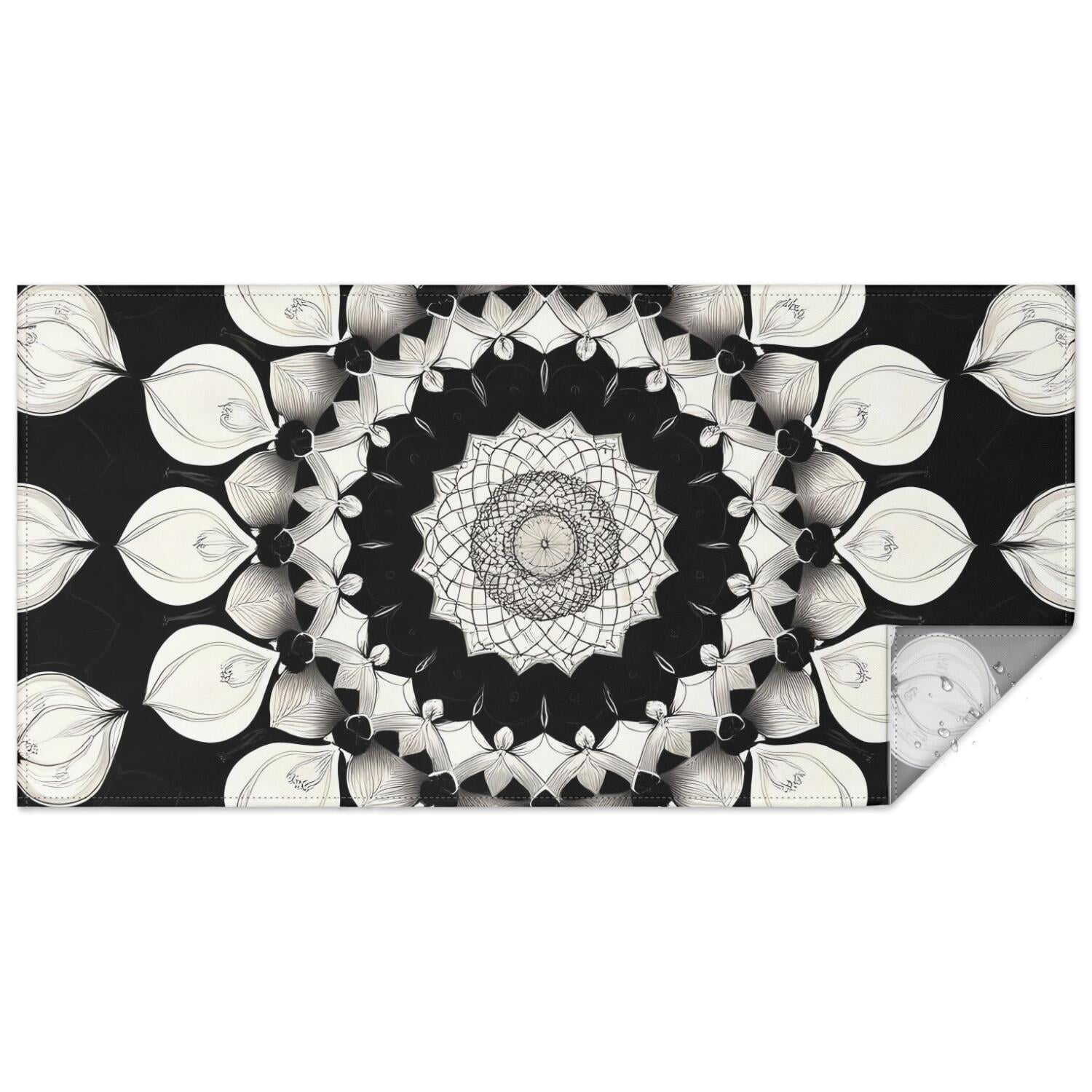 Black White Tie Dye Mandala Pattern Rectangle Tablecloth 60"x120 ...