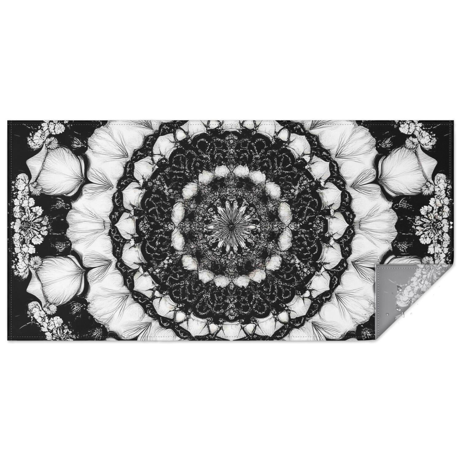 Black White Tie Dye Mandala Pattern Rectangle Tablecloth 60"x120 ...