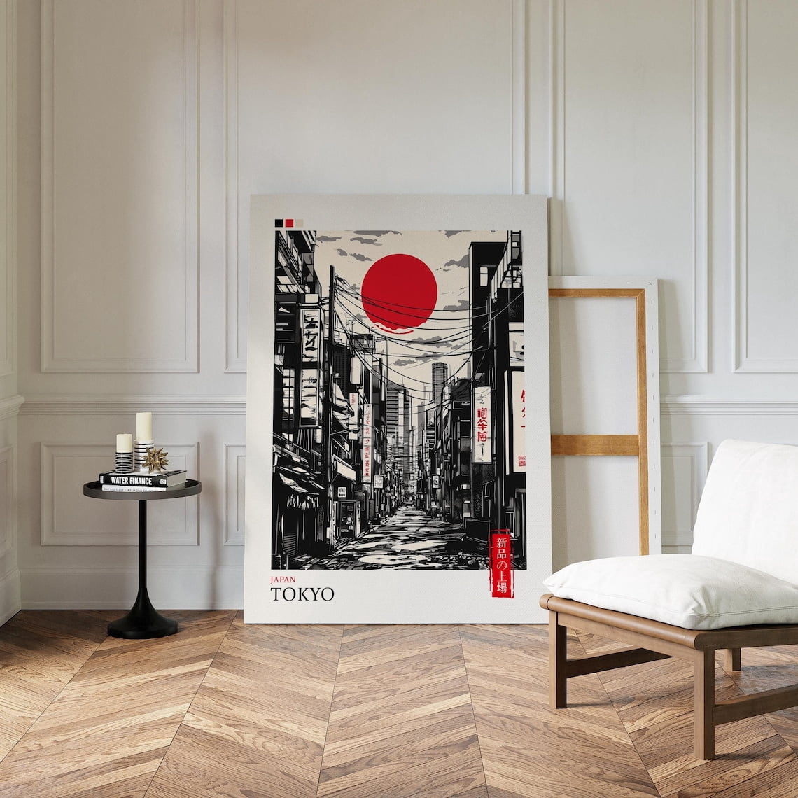 Black White Tokyo Street Japanese Wall Art, Stretched Canvas Size 8x12 ...