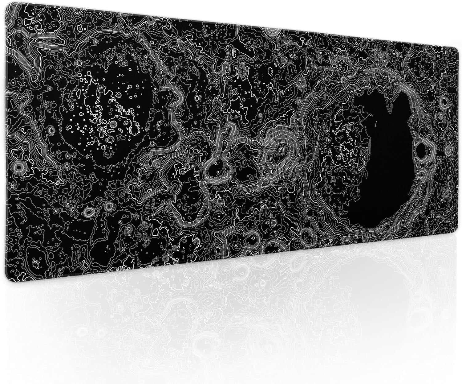 Black White Topographic Gaming Mouse Pad XL Topo Moon Relief Map ...