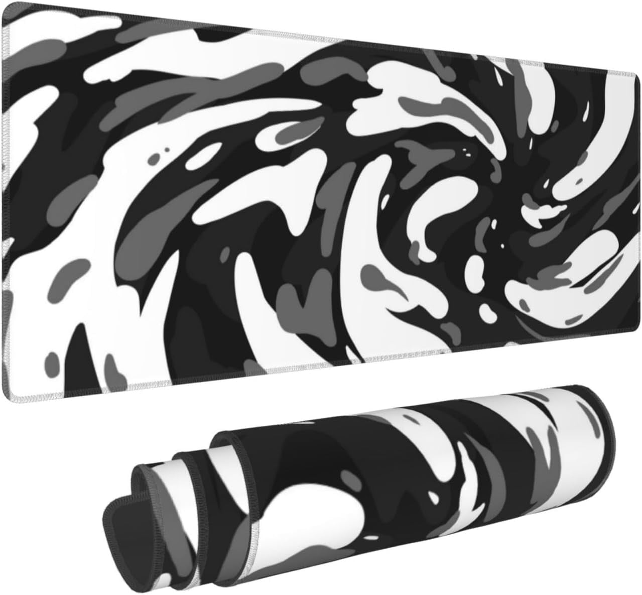 Black White Topographic Mouse Pad XL Large Gaming Mousepad Extended ...