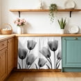 Black White Tulip Cabinet Curtain 28"Wx35"L,Dustproof Under Sink Skirt ...