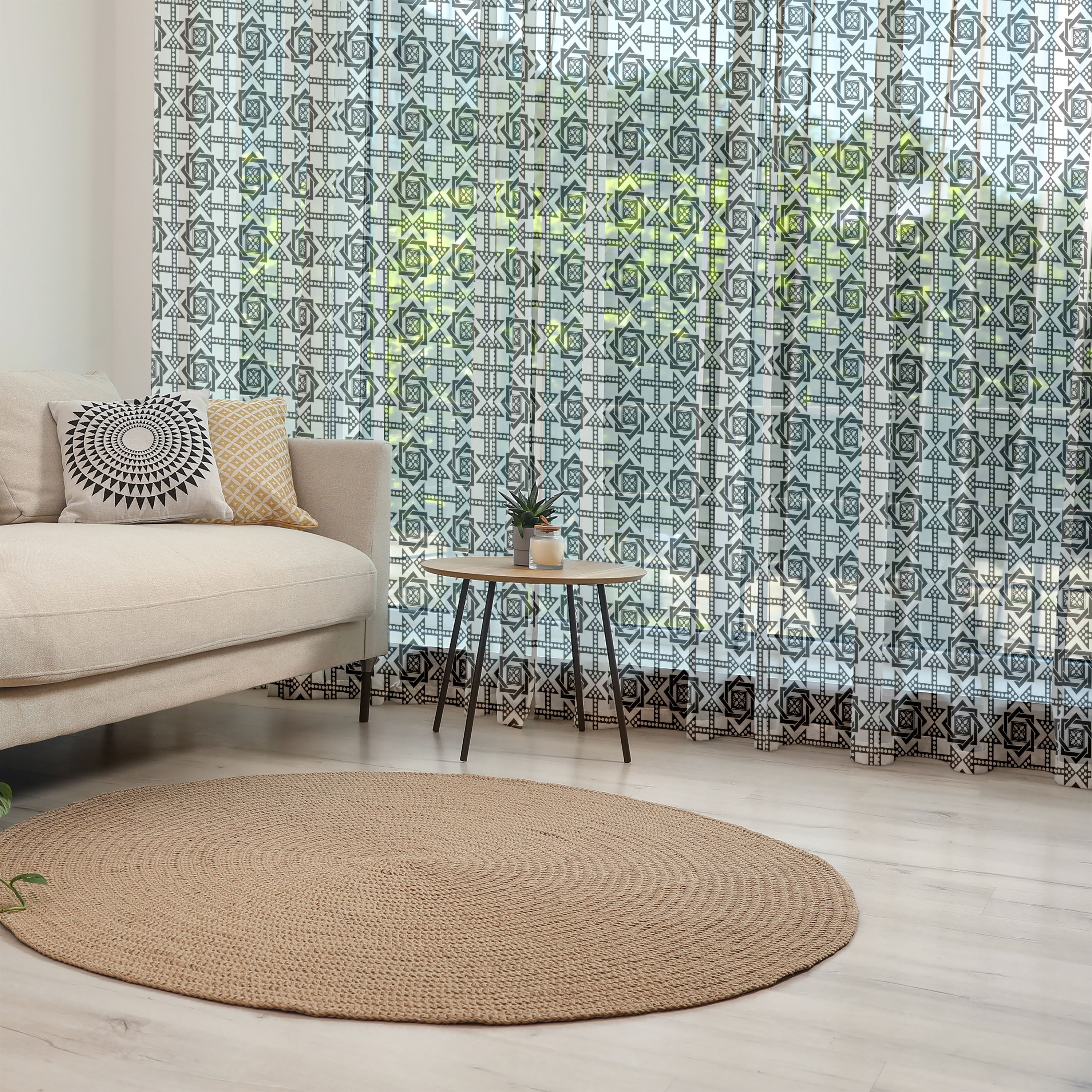 Black and White Tulle Curtains with Rod Pocket, Celtic Star Pattern ...