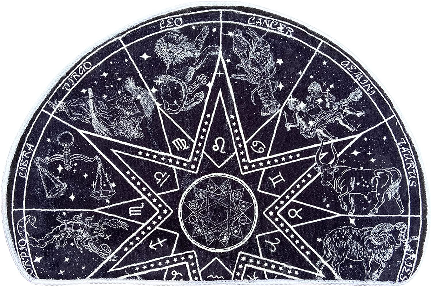 Black and White Twelve Constellations Bathroom Rugs Half Circle Bath ...