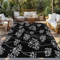 Black White Umbellifer Indoor Outdoor Rugs 5x8 Ft, Retro Rustic Flora ...