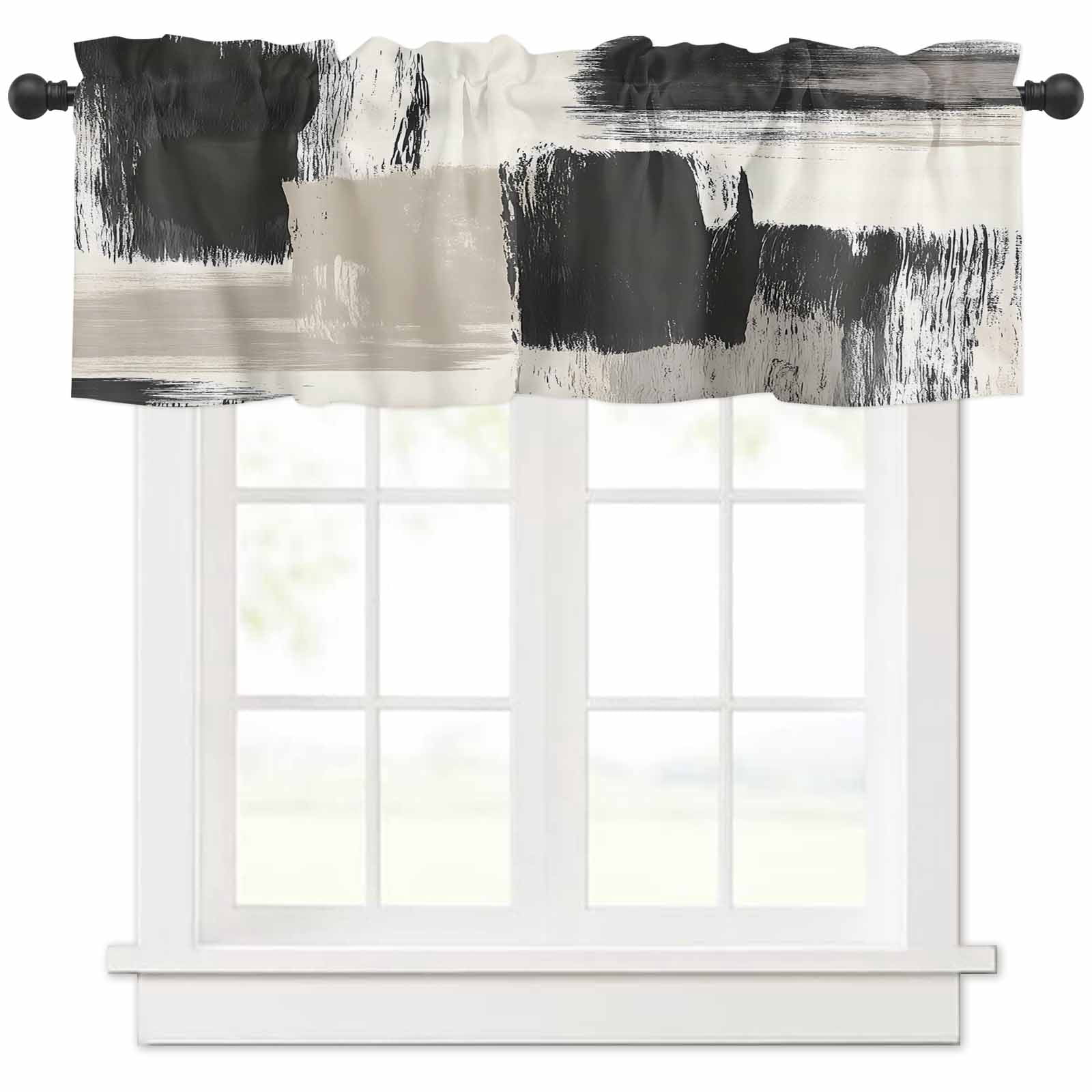 Black White Valances for Windows Farmhouse Kitchen Curtains Valances ...