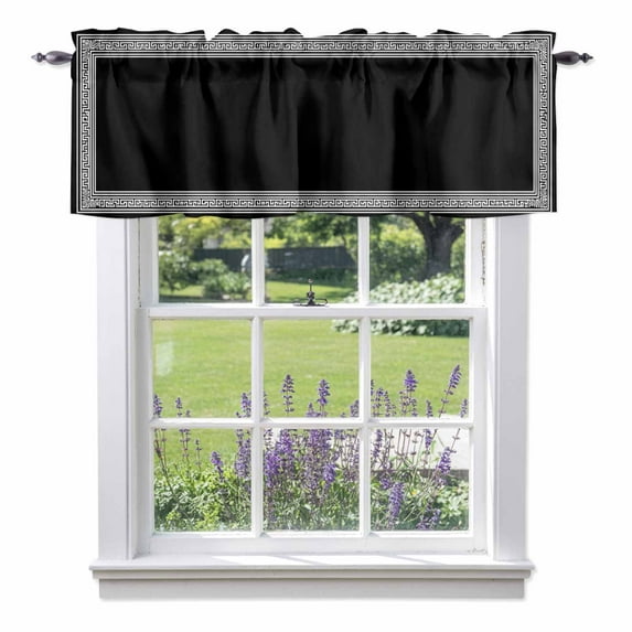 Black White Valances for Windows, Geometric Greek Key Bordered Abstract ...
