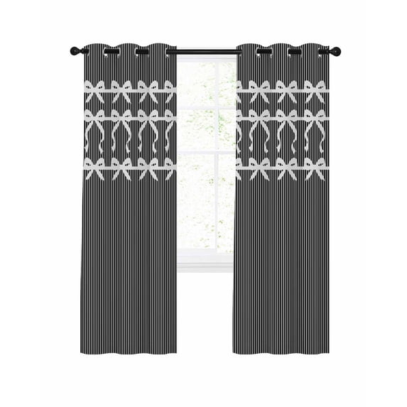 Black White Vertical Stripes Blackout Curtains for Bedroom Living Room ...