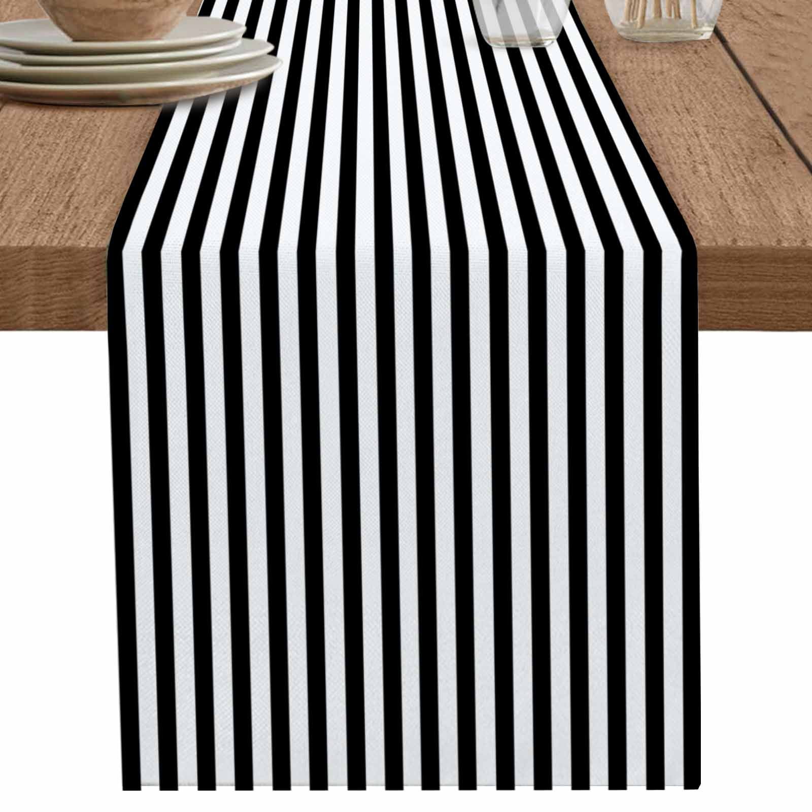 Black White Vertical Stripes Table Runner-70 Inch Long Modern ...
