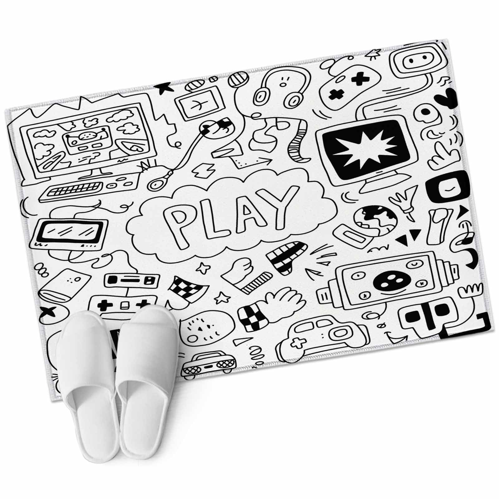 Black White Video Game Entryway Rug 2x3 Area Rug Washable Indoor ...