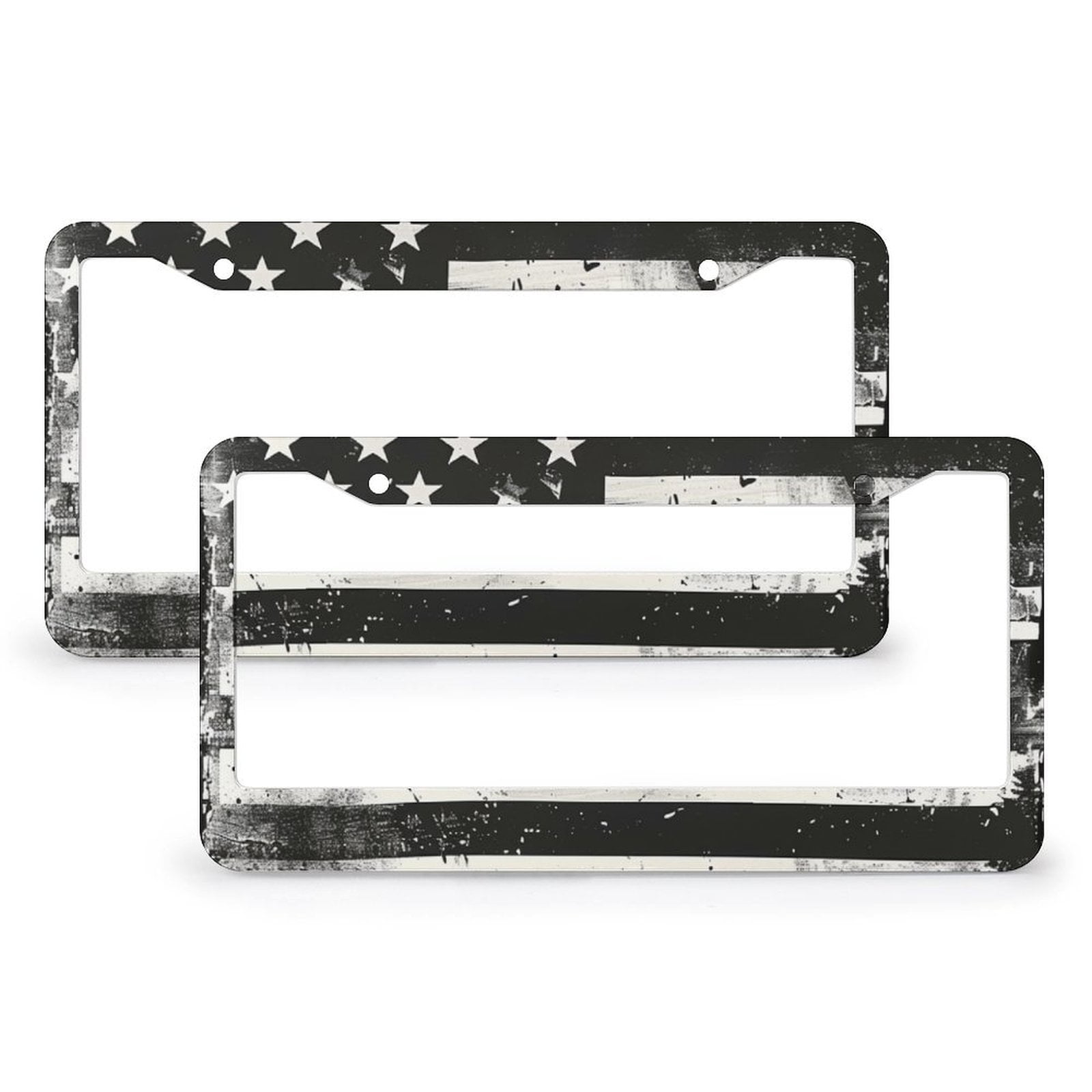 Black White Vintage American Flag License Plate Cover 2 Pieces USA ...