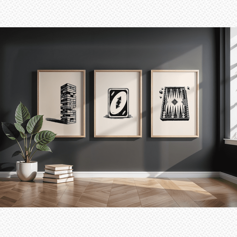 Black White Vintage Board Game Retro Gaming Poster Prints , Poster Only ...