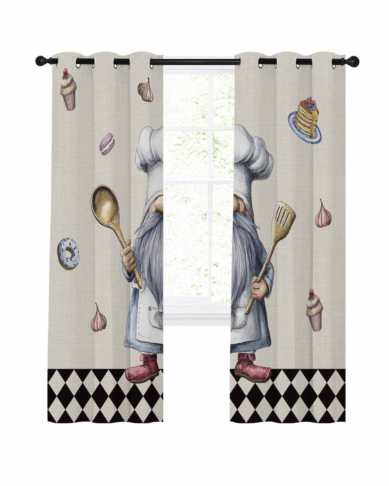 Black White Vintage Gnomes Blackout Curtains, Light Blocking Print ...