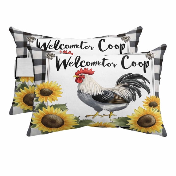 Black White Vintage Rooster Outdoor Pillows for Chaise Lounge Chair ...