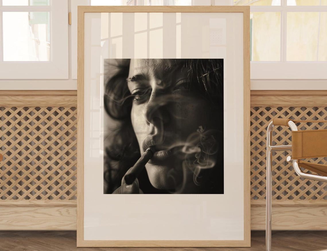 Black And White Vintage Women Cigarette Unusual Unique Wall Decor ...