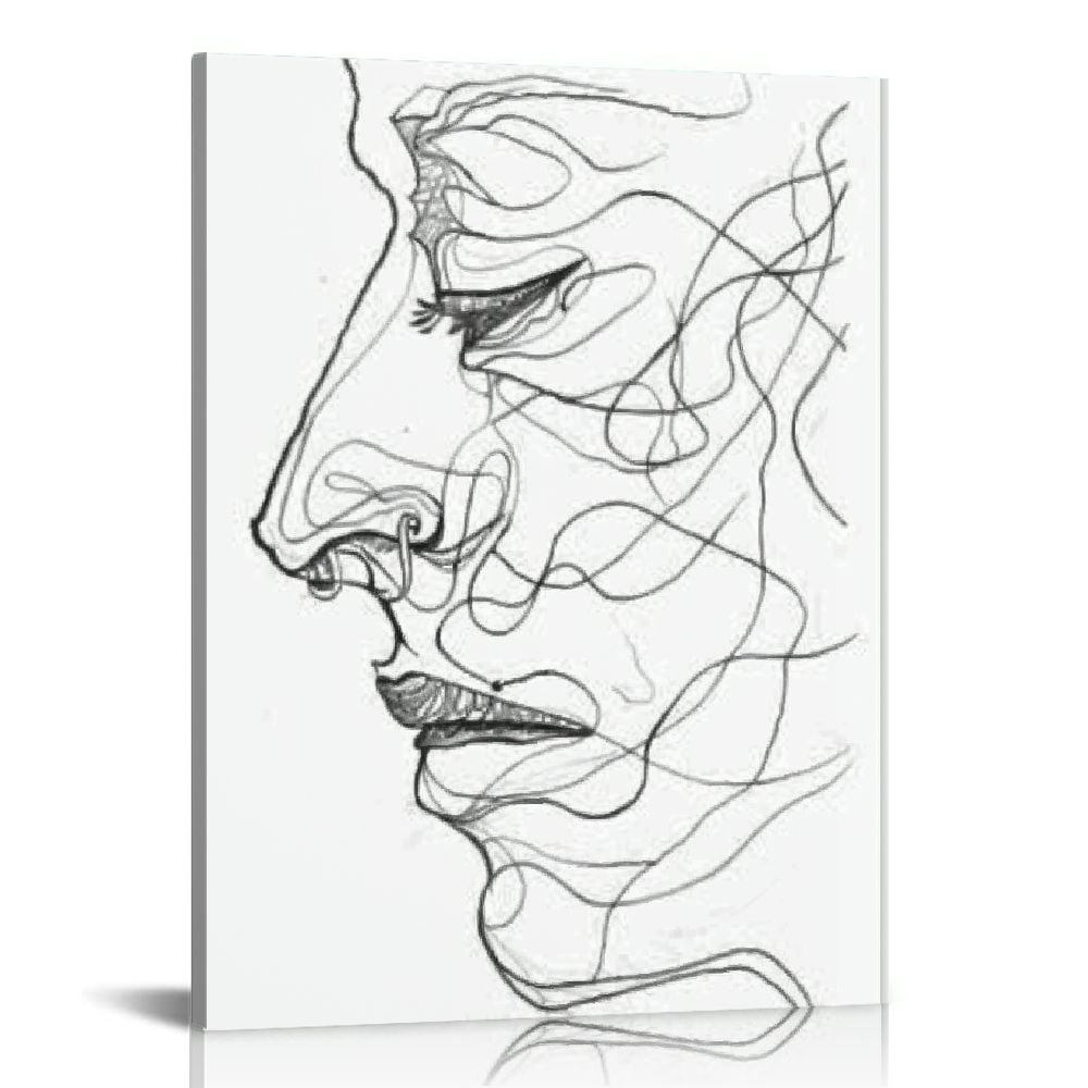 Black and White Wall Art Line Drawing Wall Decor for Couples Bedroom ...