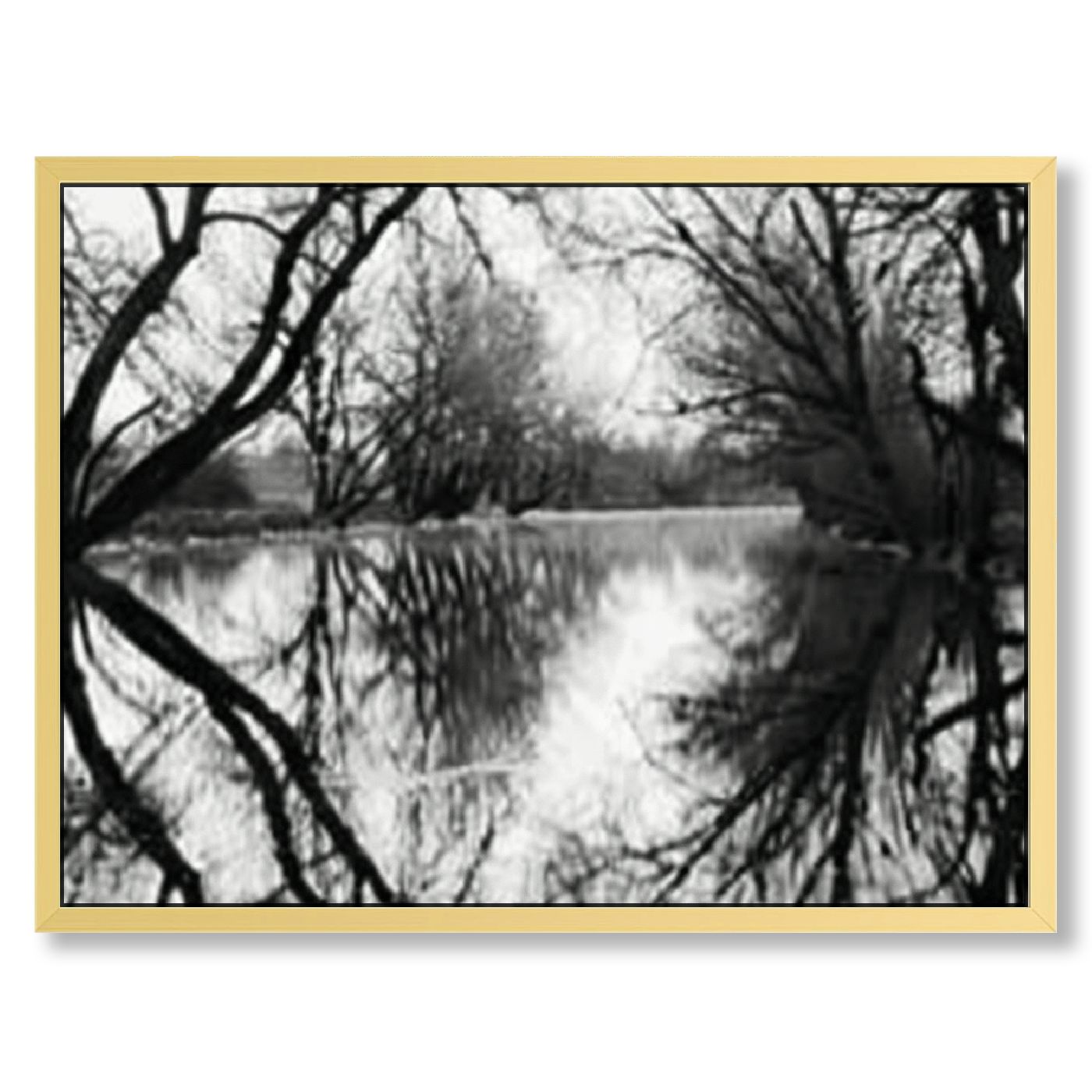 Black And White Wall Art The Reflection of Trees on The Lake Canvas Art ...