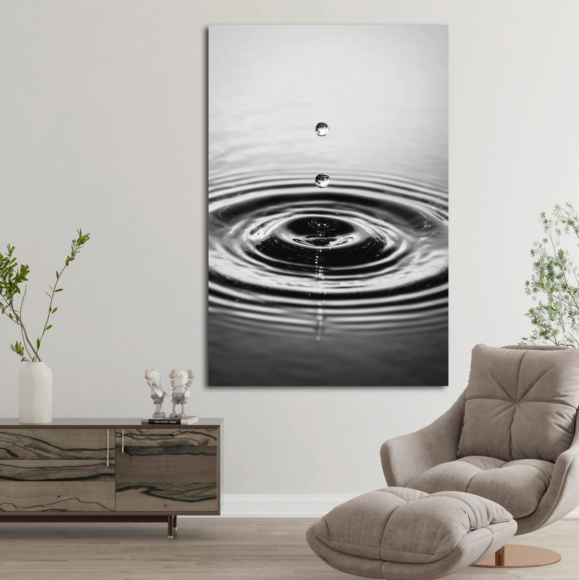 Black White Water Drop Ripple Zen Minimal Abstract Wall Art Home Decor ...