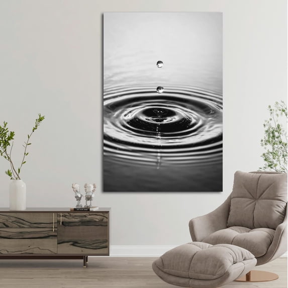 Black White Water Drop Ripple Zen Minimal Abstract Wall Art , Poster ...