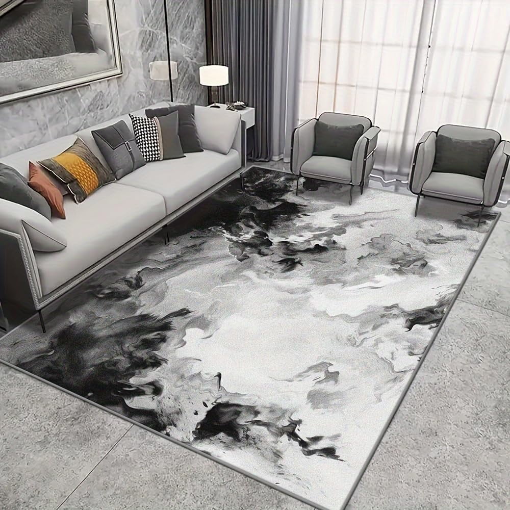 Black and White Watercolor Pattern Area Rugs Abstract Art Design Rug ...
