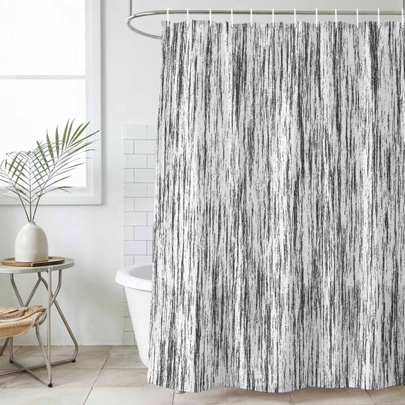 Black and White Waterproof Fabric Shower Curtain,Modern Striped ...