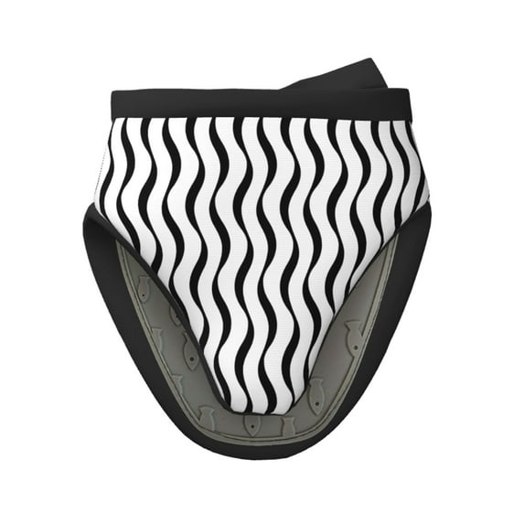 Black White Wave Pattern Oven Mitts Heat Resistant, Soft Lining ...