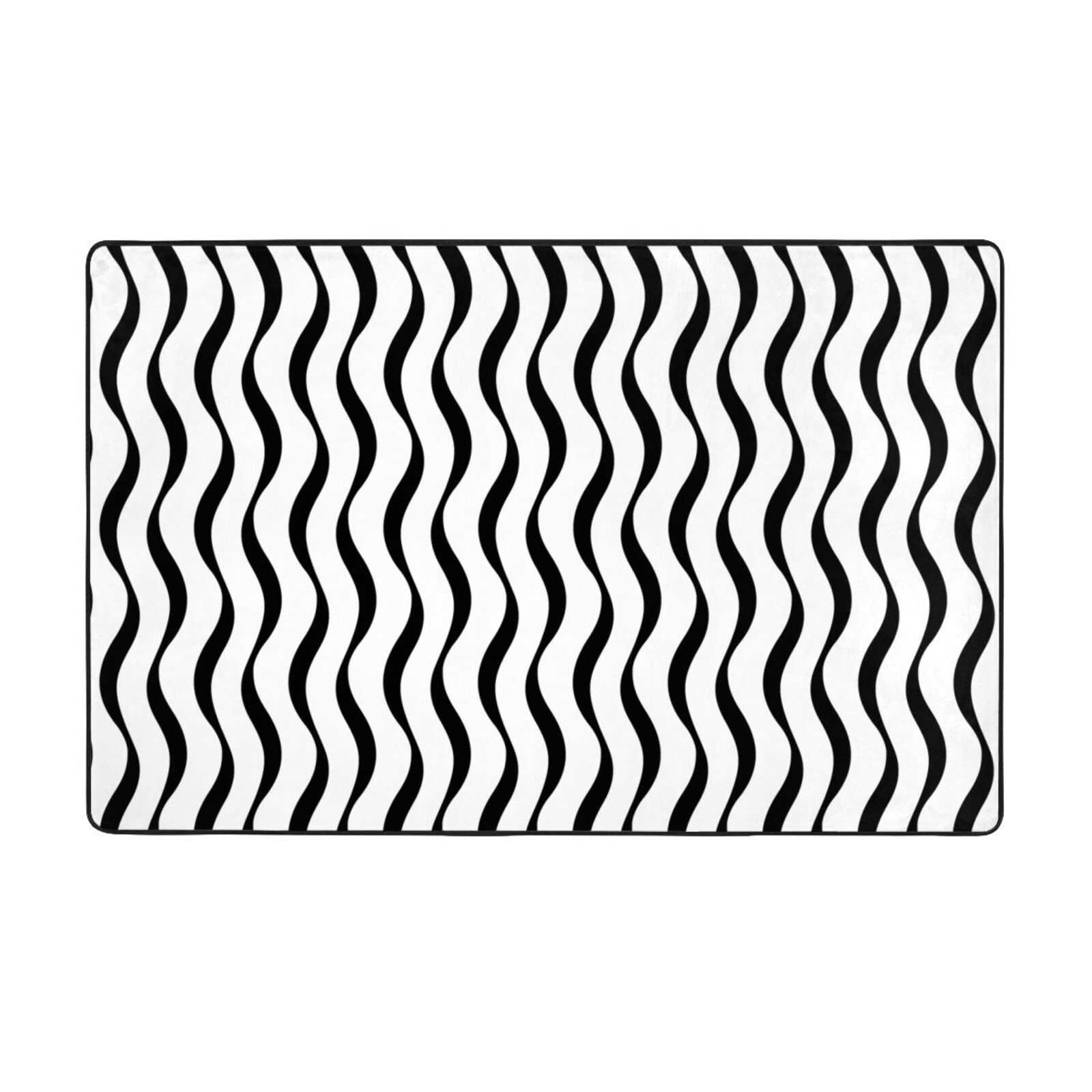 Black White Wave Pattern Universal Door Mat Indoor Entrance, 60×39 Non ...