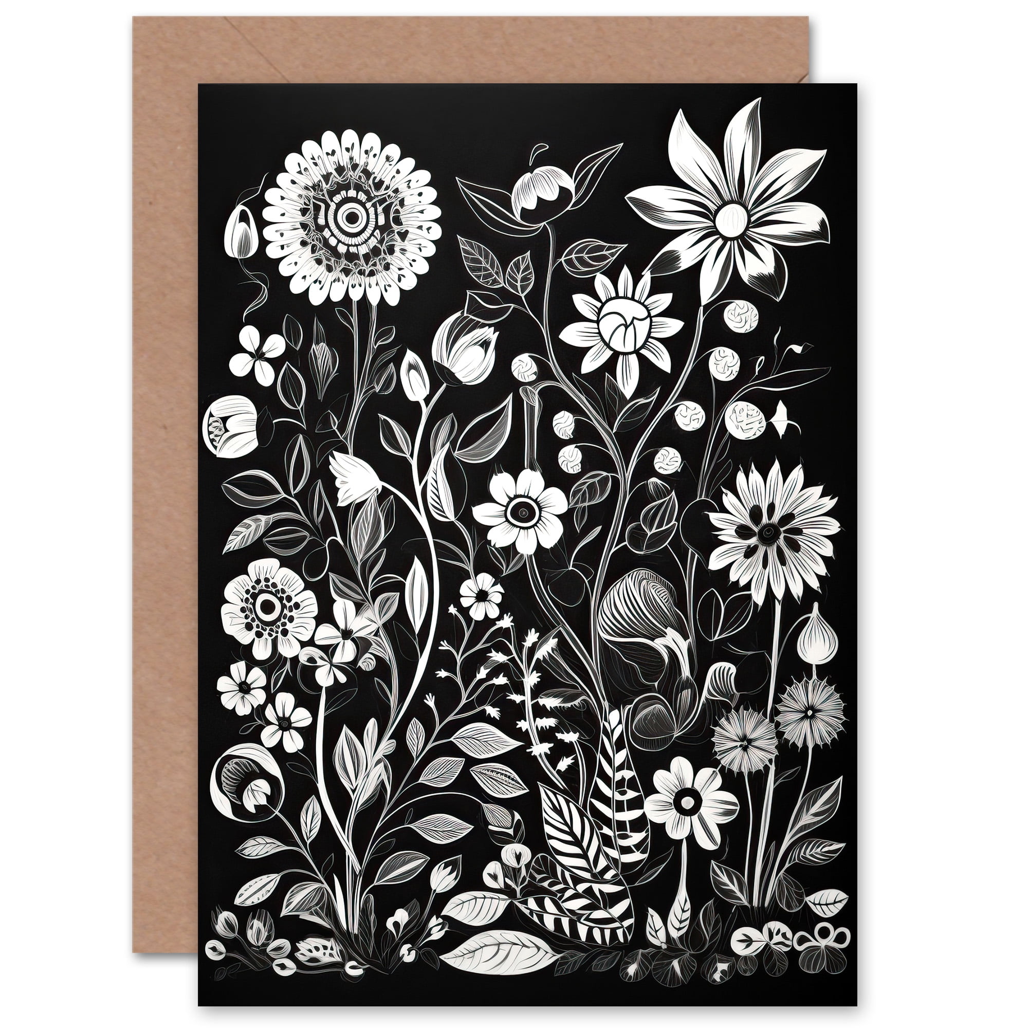 Black White Wildflower Lover for Wife Her Mum Sister Daughter Mom Gran ...