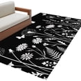 Black White Wildflowers Area Rug Washable 3x5 Entryway Rug Non-Slip ...