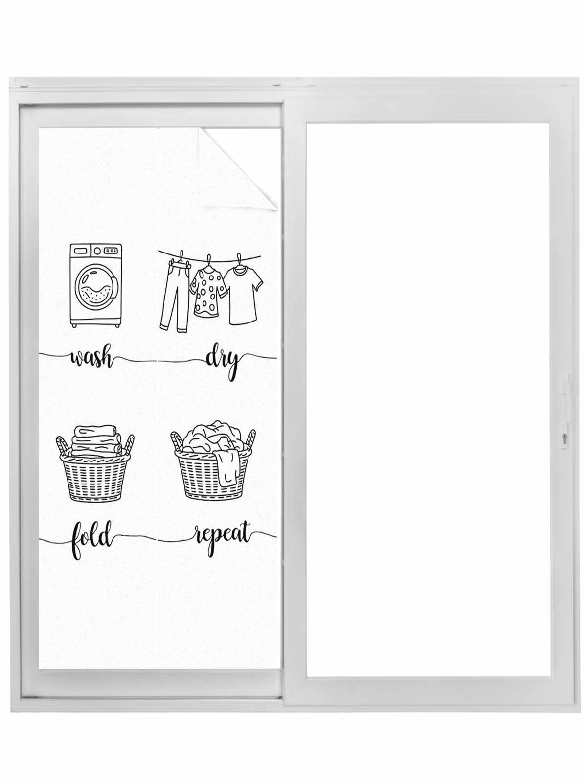 Black White Window Privacy Film, Cartoon Farmhouse Retro Static Cling ...