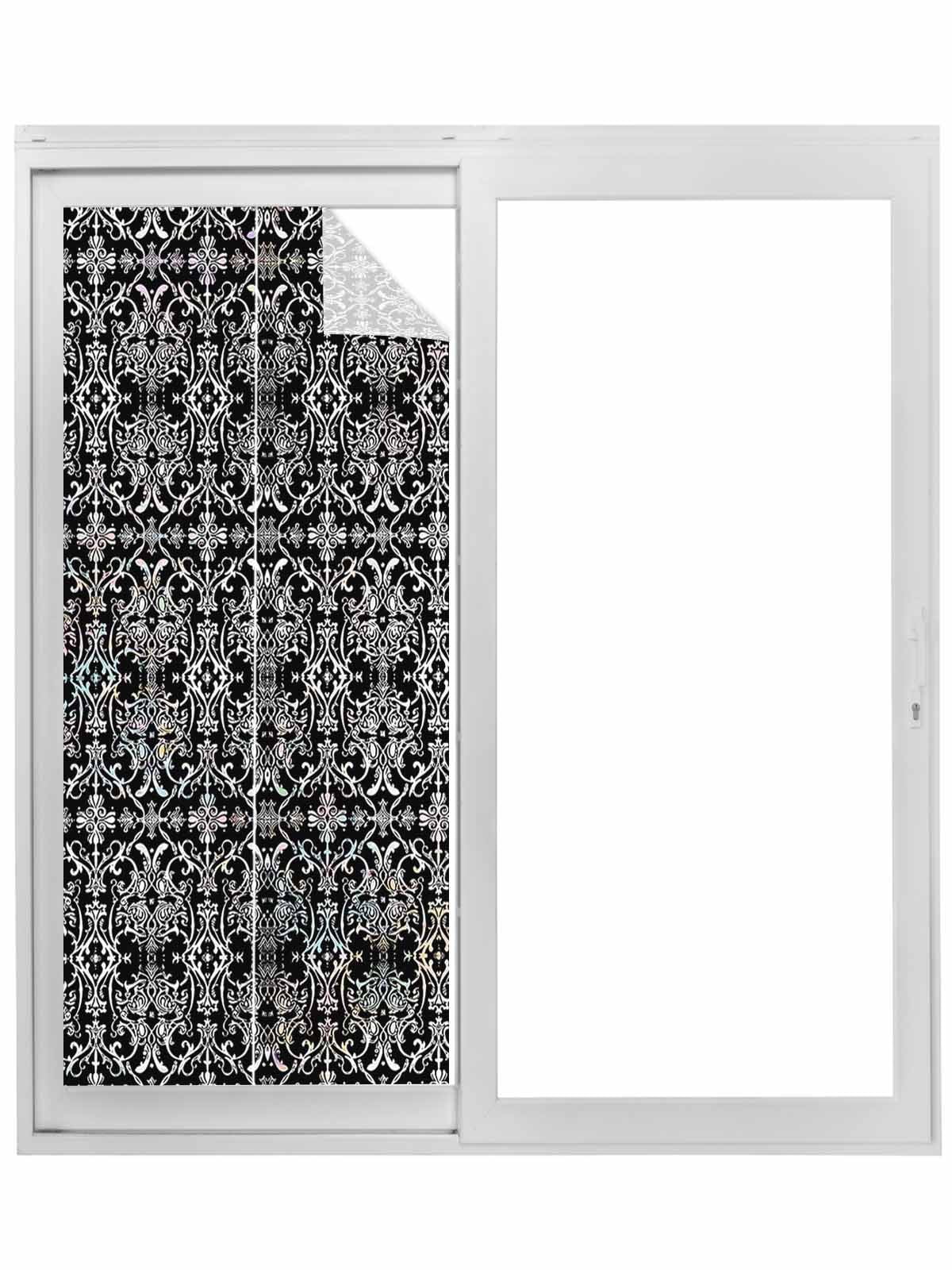 Black and White Window Privacy Film, Modern Moroccan Geometric Abstract ...