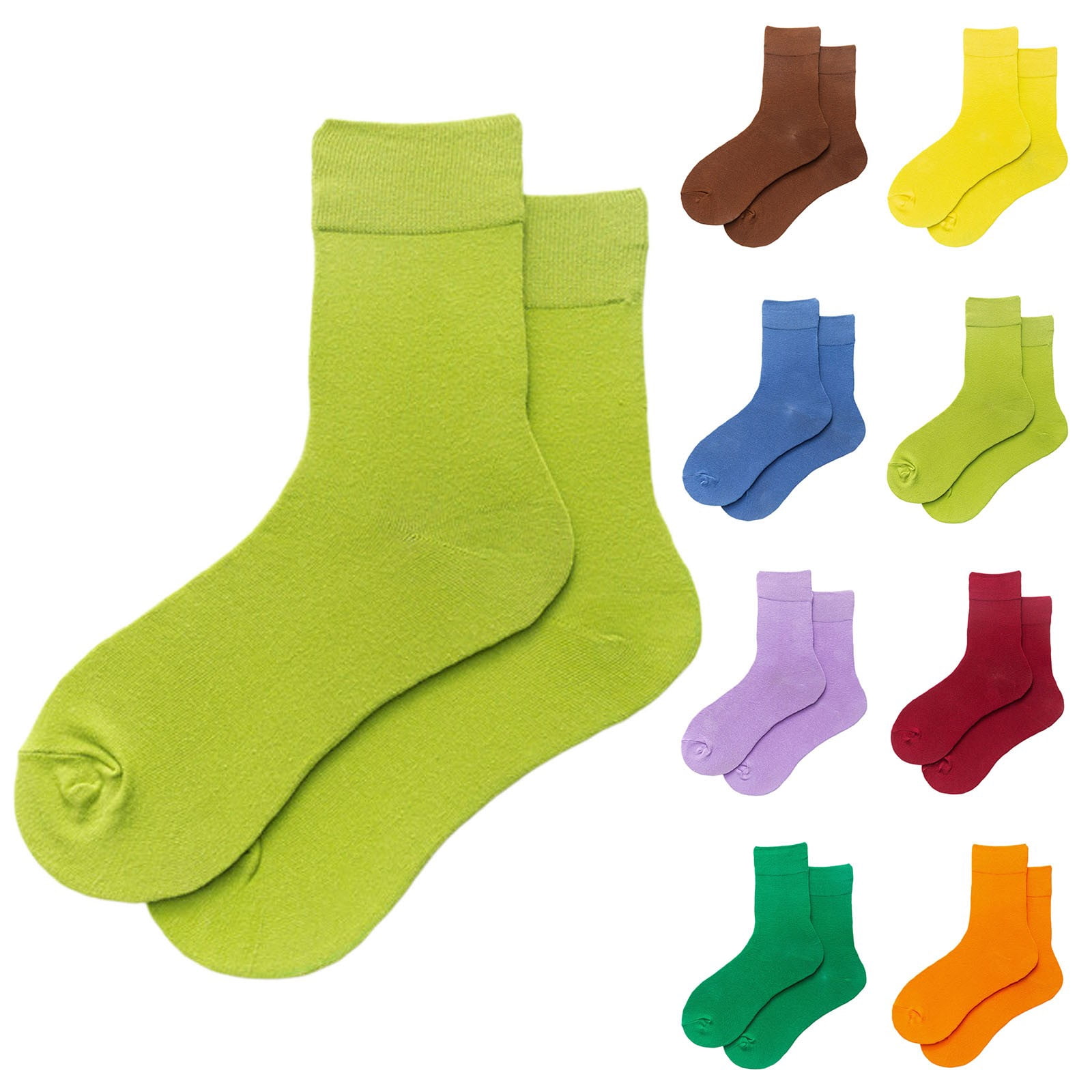 Black White Women's Mid Calf Solid Color Candy Colored Puffy Socks ...