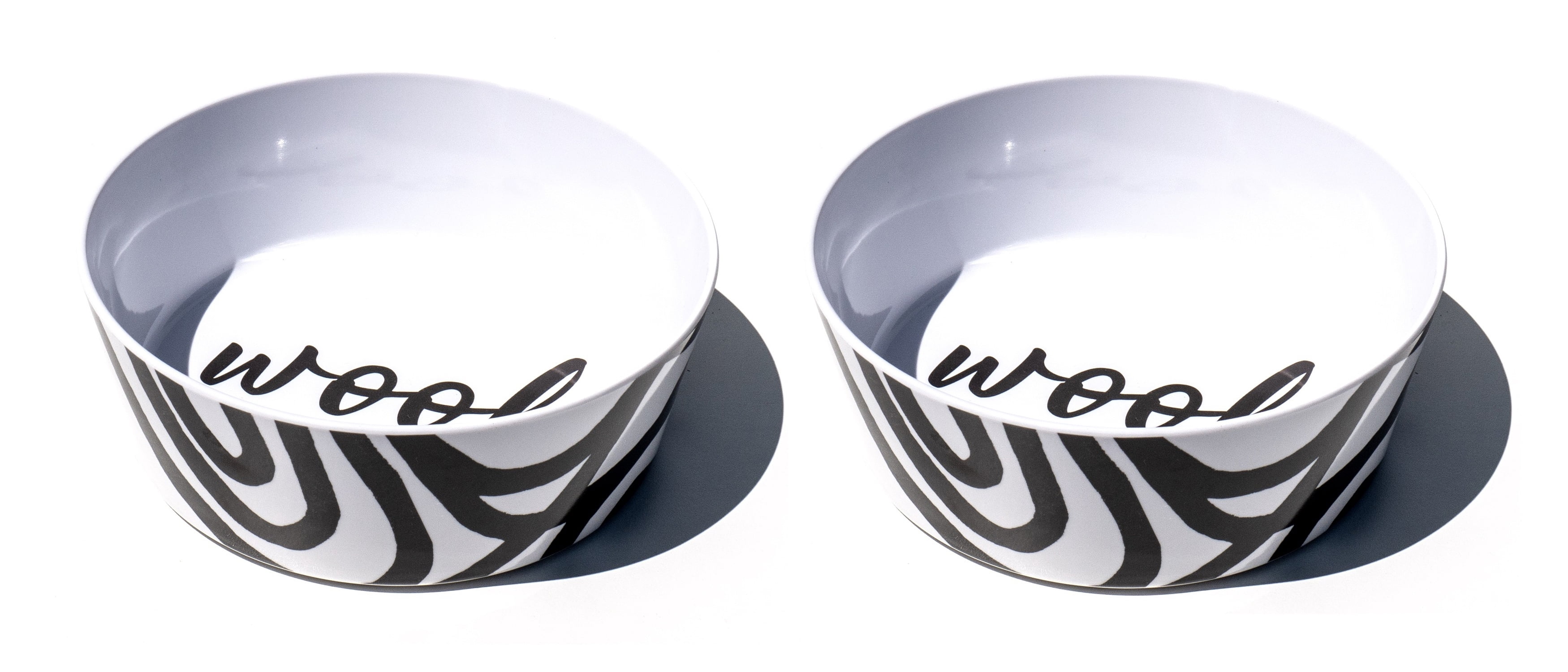 Black & White Woof Lines Melamine Pet Bowl - Large - 5 Cups - Black ...