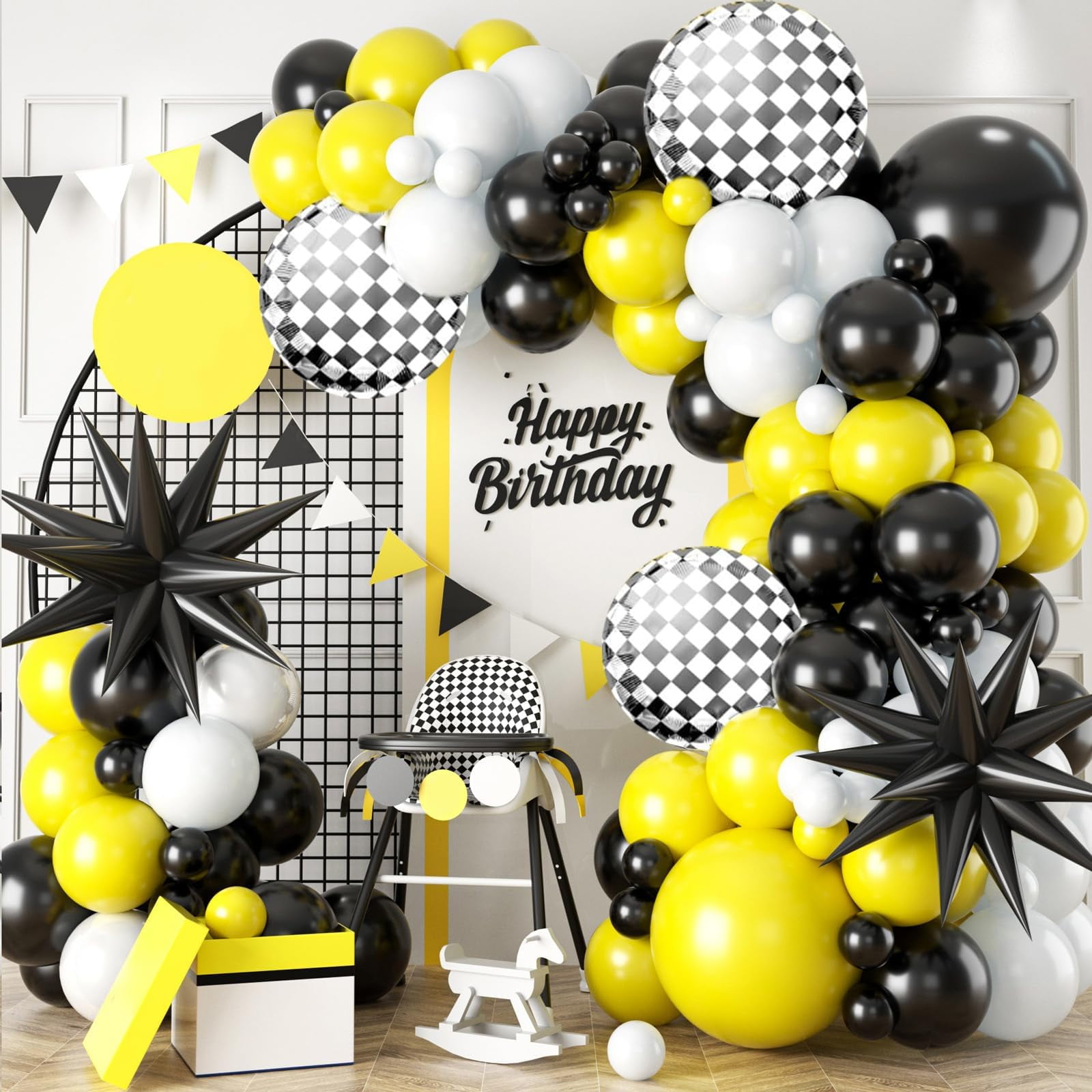 Black White Yellow Balloon Arch Kit,Balloons KKS1 Garland Kit with ...
