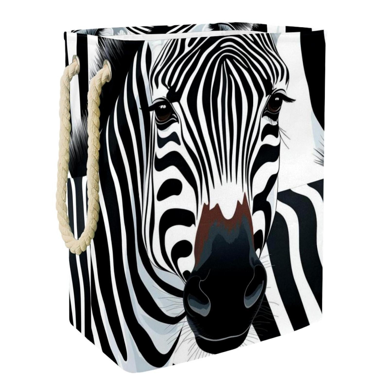 Black White Zebra Animal Laundry Hamper, Collapsible Laundry Baskets ...