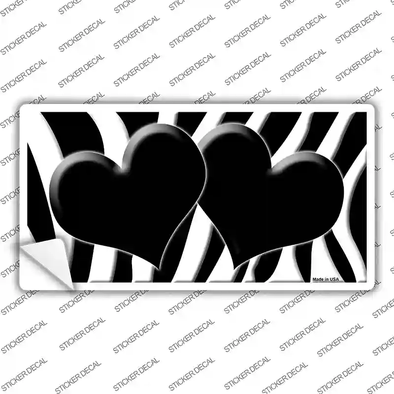 Black White Zebra Black Centered Hearts Novelty Sticker Decal Medium ...