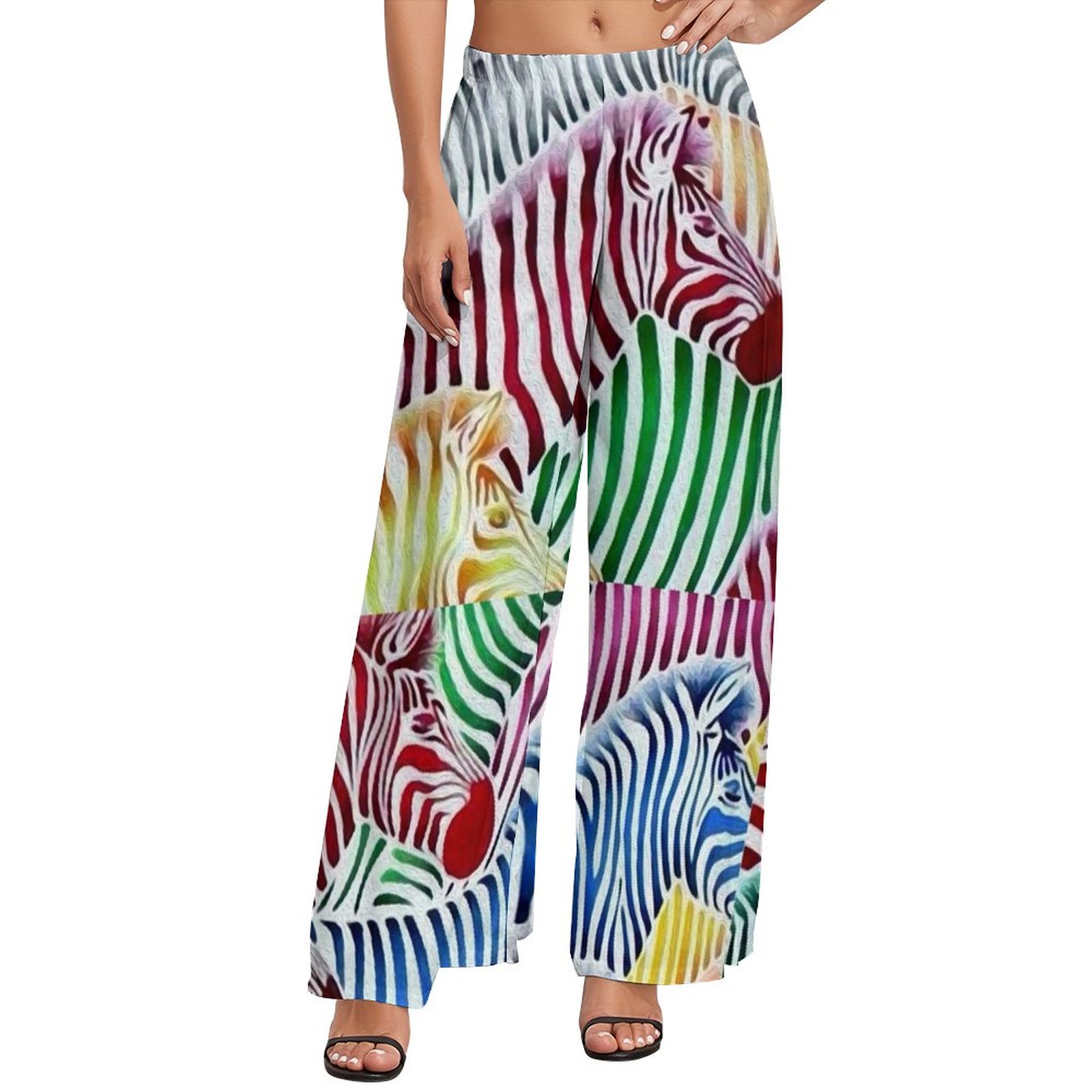 Black White Zebra Pants Female Animal Print High Waisted Casual Print ...