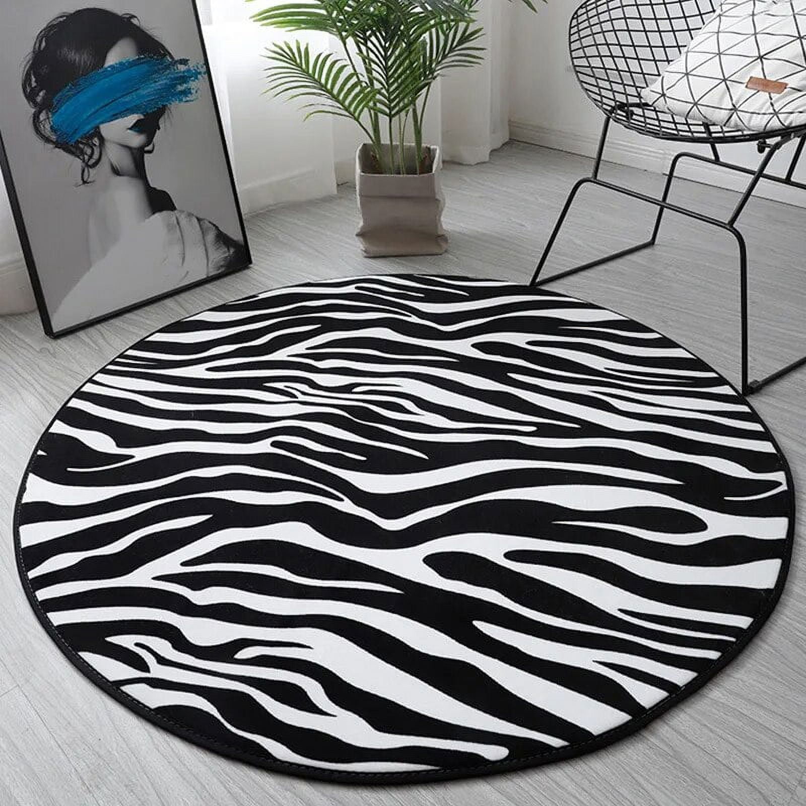 Black White Zebra Round Carpet Ocean Fishes Living Room Area Rug r ...