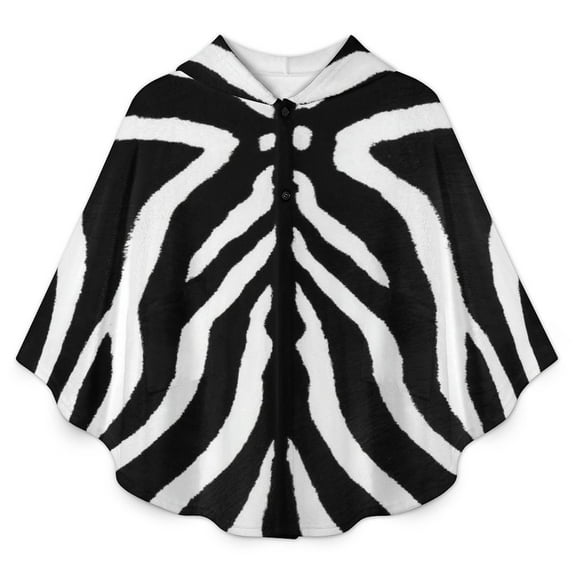 Black White Zebra Striped Pattern Blanket Oversized Wearable Hooded ...