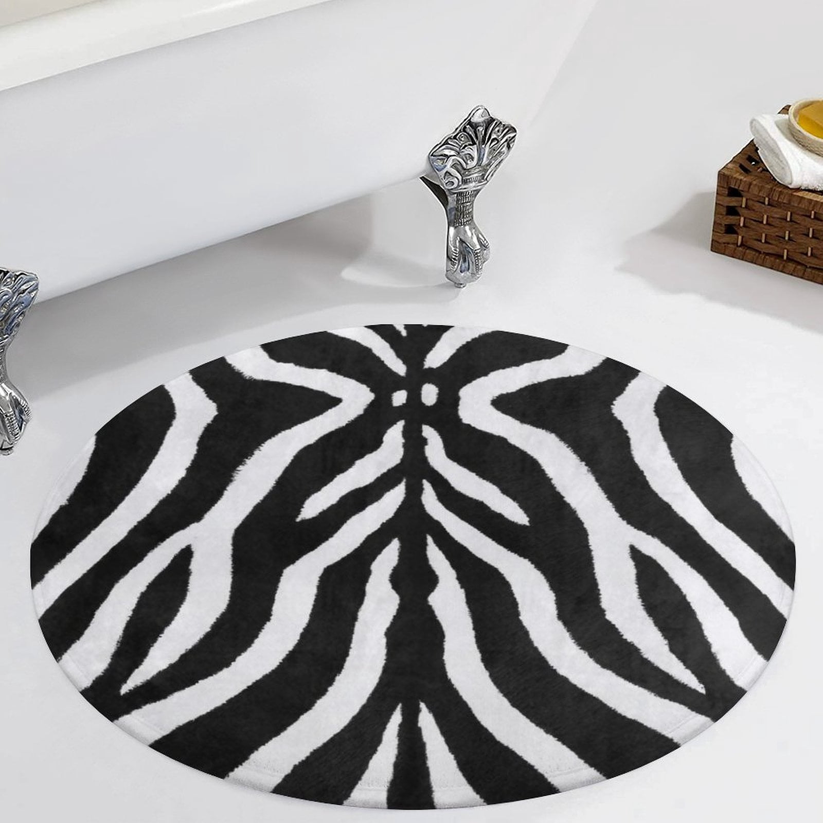 Black White Zebra Striped Pattern Round Carpet Circle Rug Outdoor Patio ...
