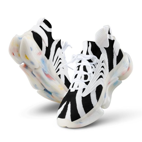 Black White Zebra Striped Pattern Walking Shoes for Men Woman ...