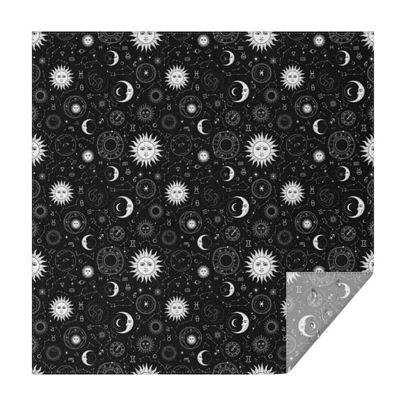 Black White Zodiac Sun Moon Pattern Square Tablecloth,Waterproof Square ...