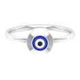 Black, White and Blue Enameled Evil Eye Ring for Women, 925 Sterling ...