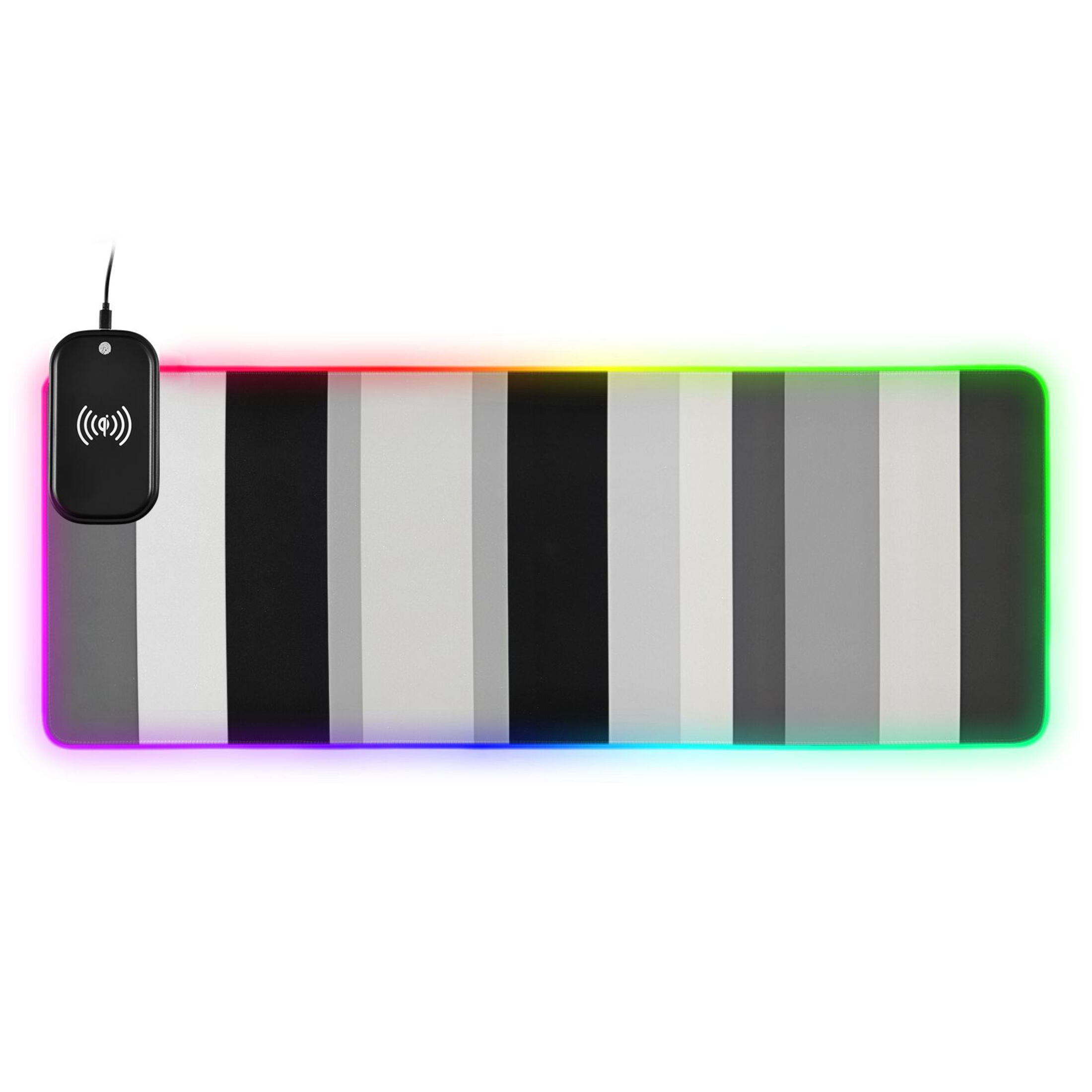Black White and Gray Stripes Large RGB Gaming Mouse Pad with Fast ...