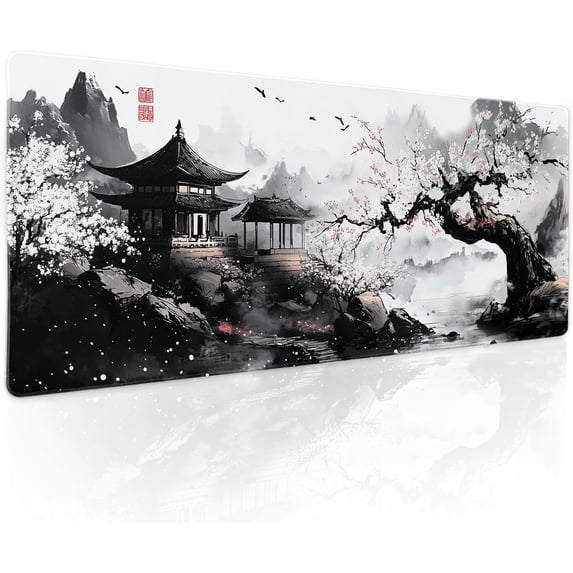 Black Whtie Japanese Gaming Mouse Pad XL Anime Sakura Cherry Blossom ...