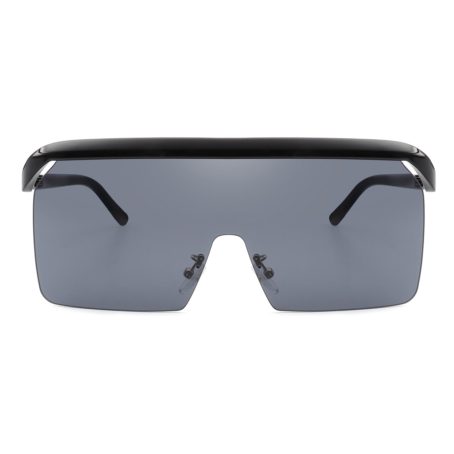 Black Wide Frame Sunglasses - Dark Lens UV Protection Full Coverage ...