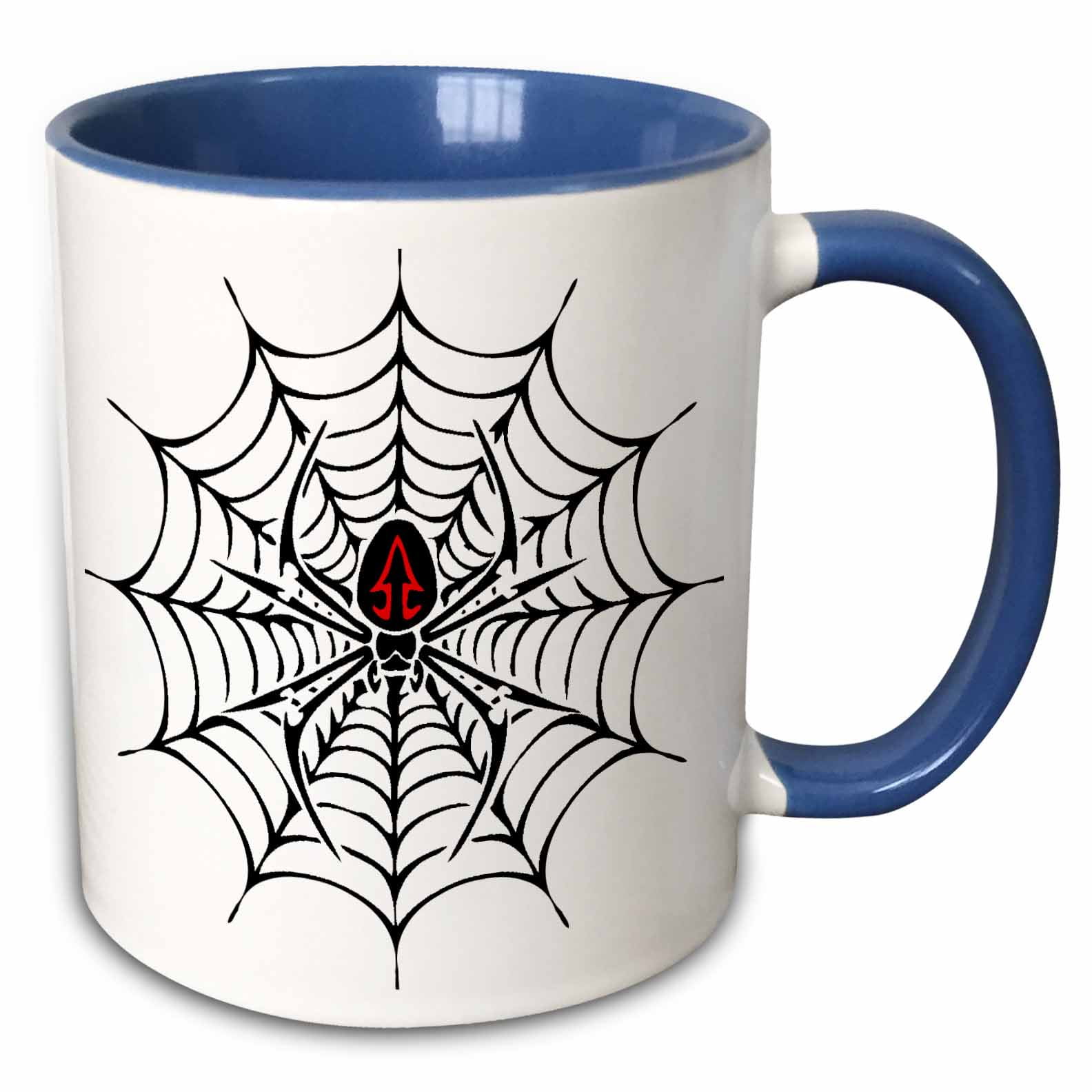 3drose, Black Widow Spider in a Web, 15oz Two-tone Blue Mug - Walmart.com
