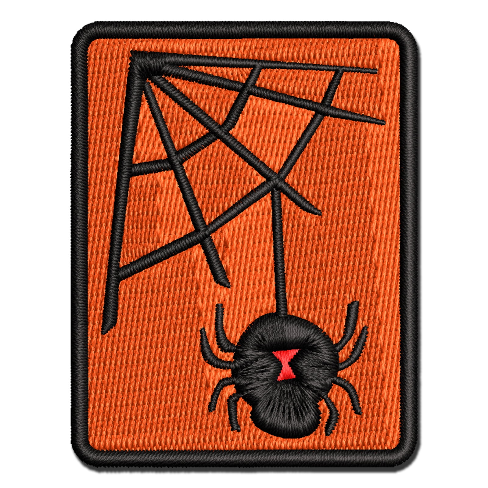 Black Widow Spider and Web Halloween Doodle Applique Multi-Color Embroidered Iron-On Patch - 2.0 ...
